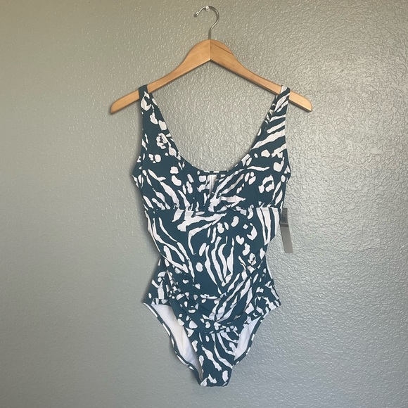 Anne Cole | Swim | Nwt Anne Cole Teal And White Print Onepiece Swimsuit ...